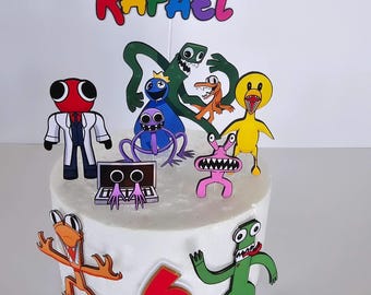 Rainbow Friends Inspired Cake Topper, Cardstock Caketopper, - Etsy