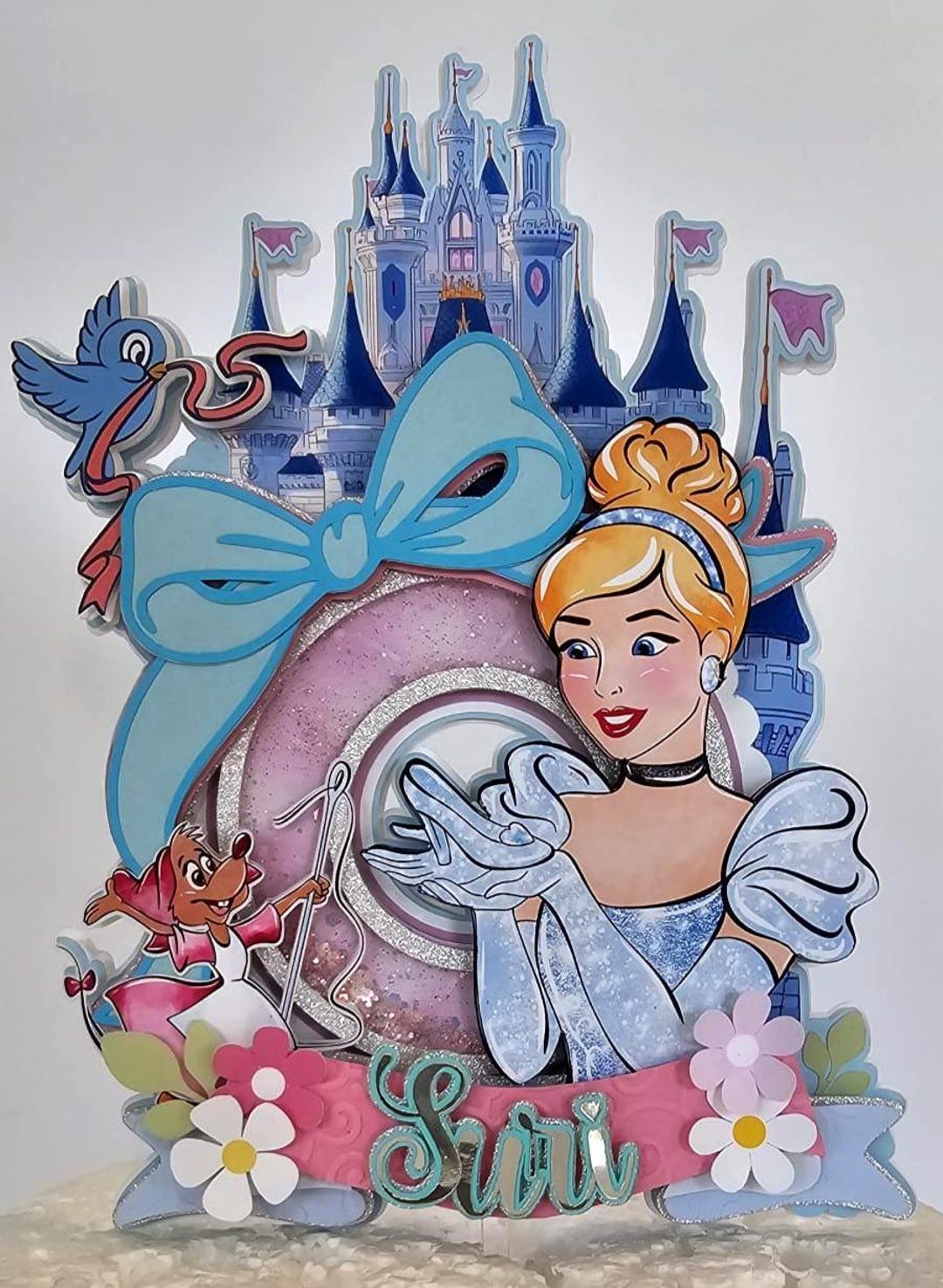 Cinderella Personalized Cinderella Cake Topper: Blue Princess Birthday ...