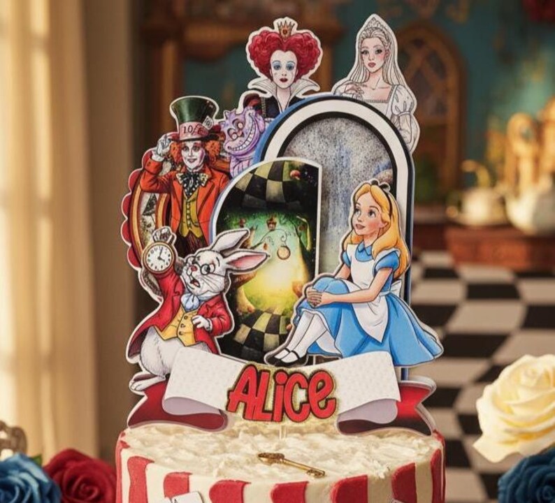 Alice Personalized Alice in Wonderland Cake Topper: 3D Birthday Party ...