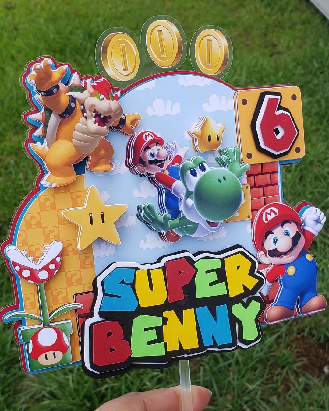 Super Mario Topper, Personalized Cake Topper, Personalized Super Mario ...