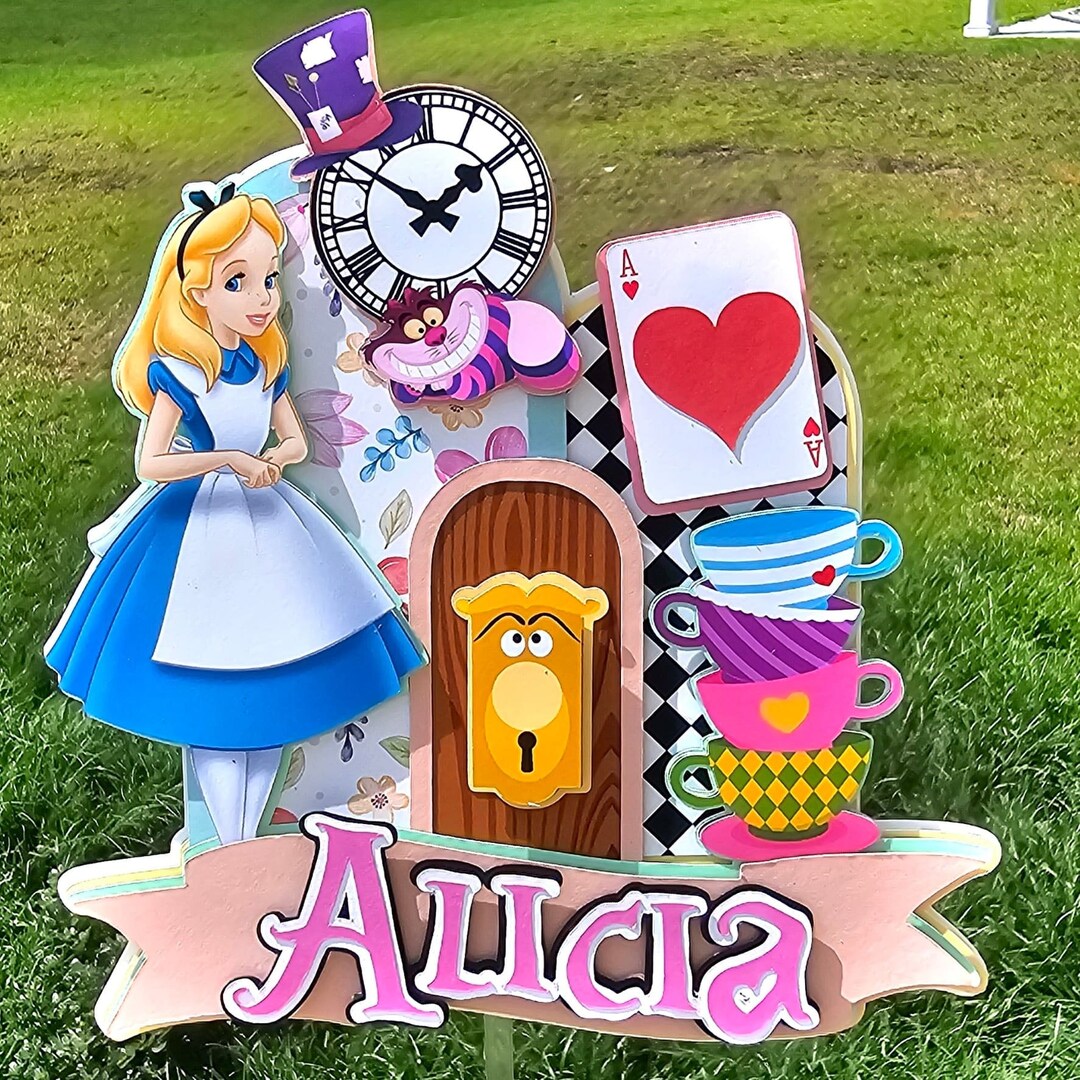 Personalized Cake Topper, 3D Cake Topper, Alice in Wonderland Cake ...
