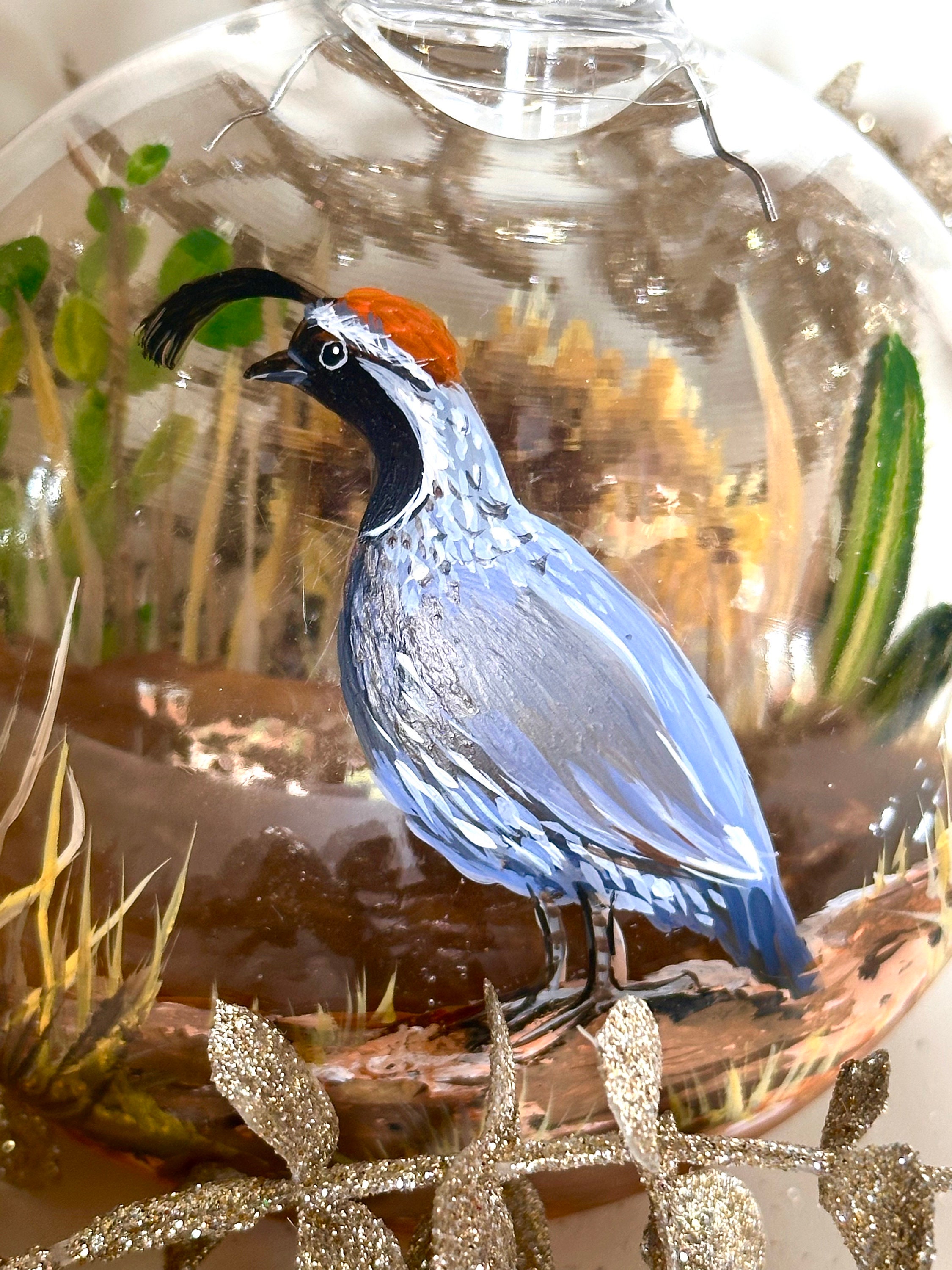 Hand Painted Christmas Ornament / Quail / Shatterproof Plastic / 4 ...