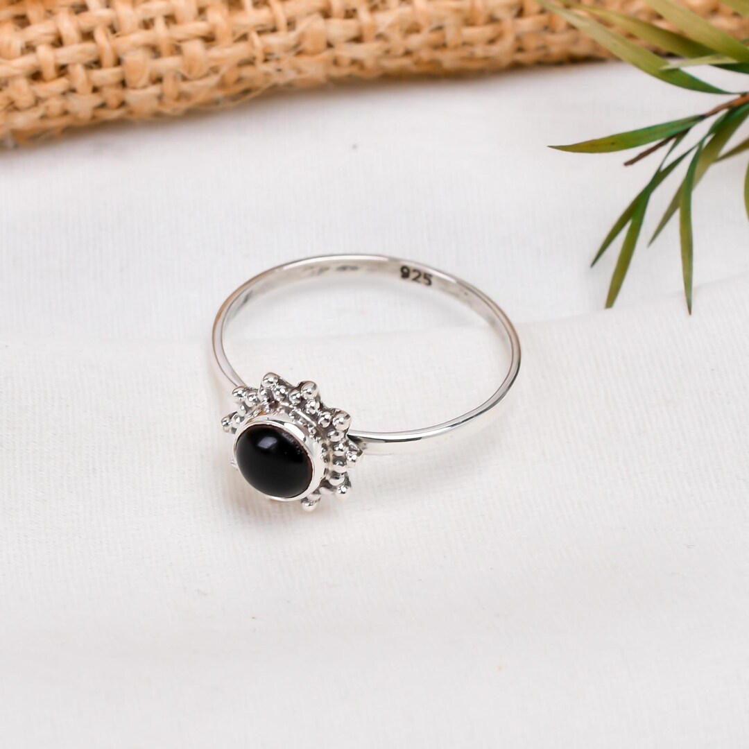 Star Black Onyx Ring ,three Dots Ring, Anniversary Ring, Engagement ...