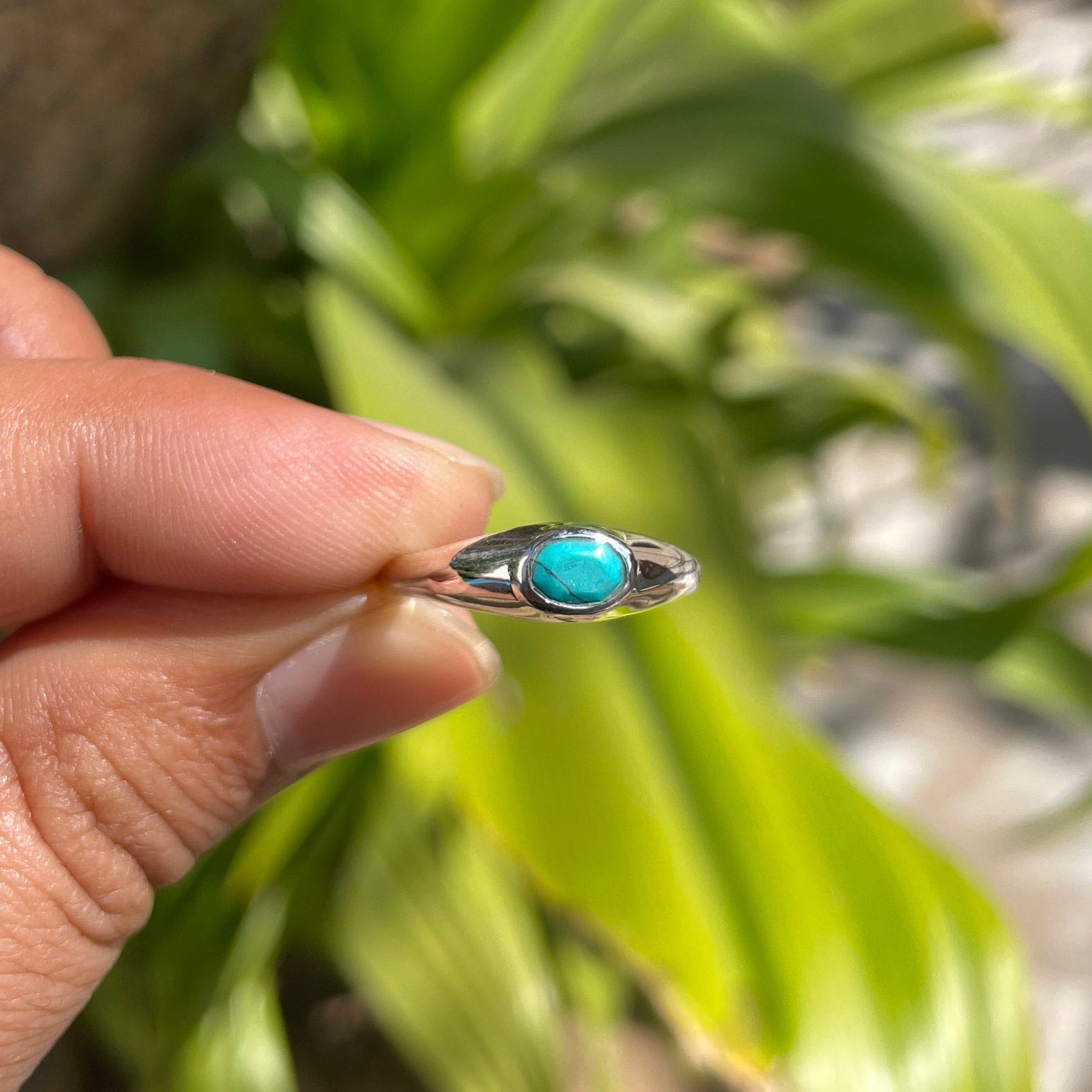 Turquoise Ring, Modern Blue Turquoise Jewelry, Sleek Inlay Turquoise ...