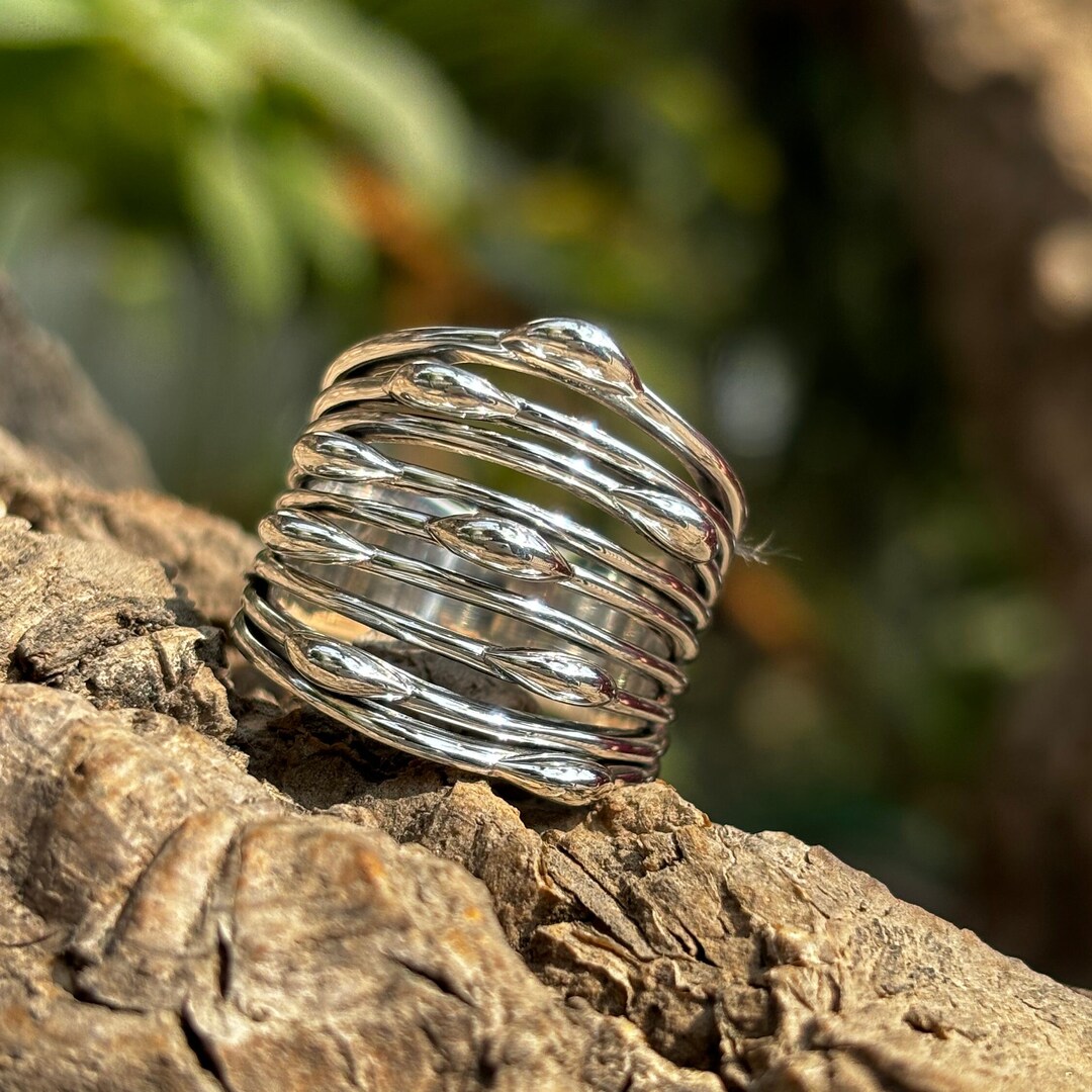 Wrap Around Silver Wire Ring, Handmade Silver Wire Ring, Multi Layer ...