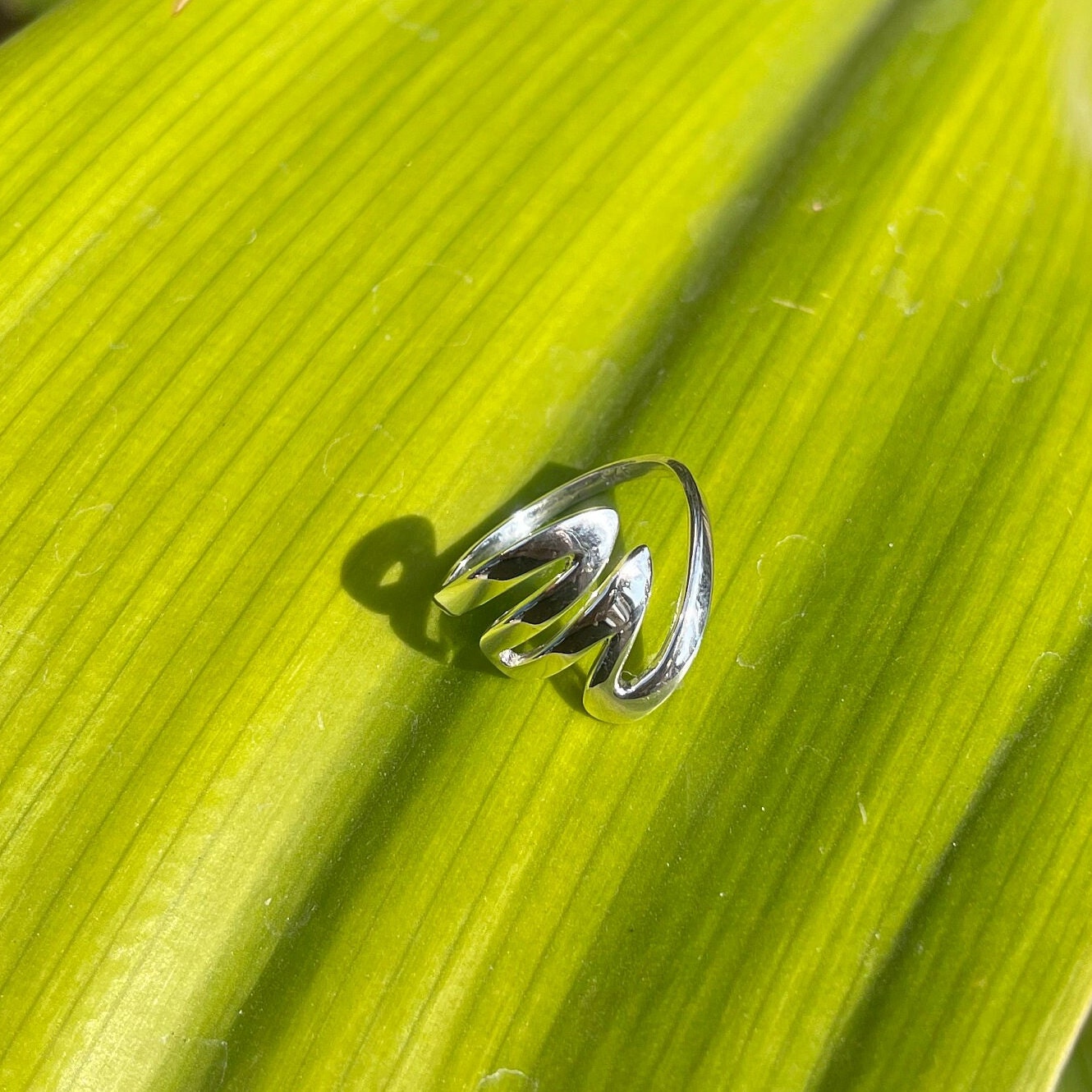 Wave Ring in Sterling Silver, Curved Ring, Ocean Wave Ring, Dainty ...