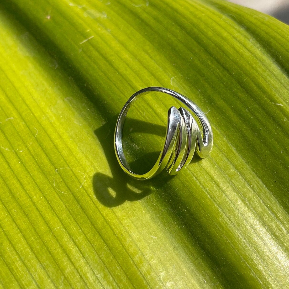 Wave Ring in Sterling Silver, Curved Ring, Ocean Wave Ring, Dainty ...