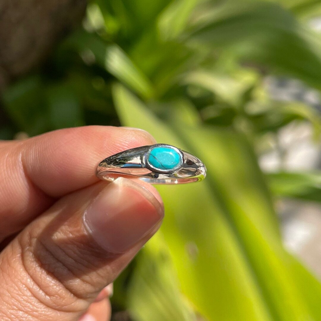 Turquoise Ring, Modern Blue Turquoise Jewelry, Sleek Inlay Turquoise ...