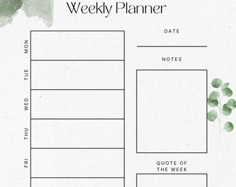 Digital Print, Weekly Planner - Etsy