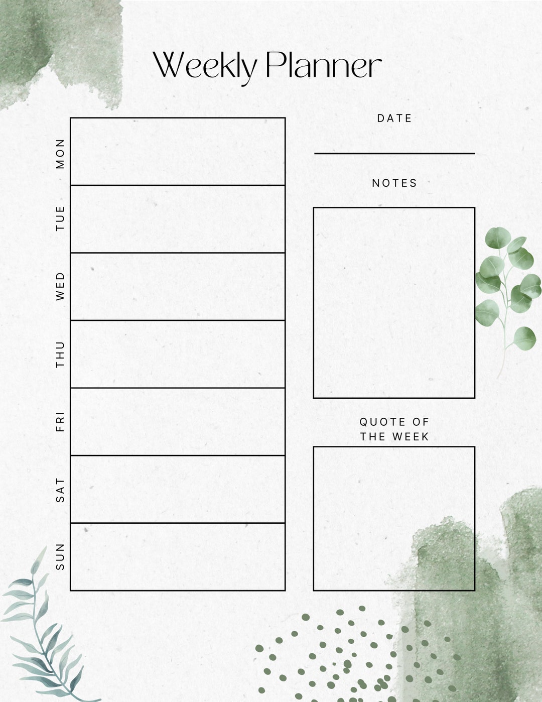 Minimal Weekly Planner - Etsy