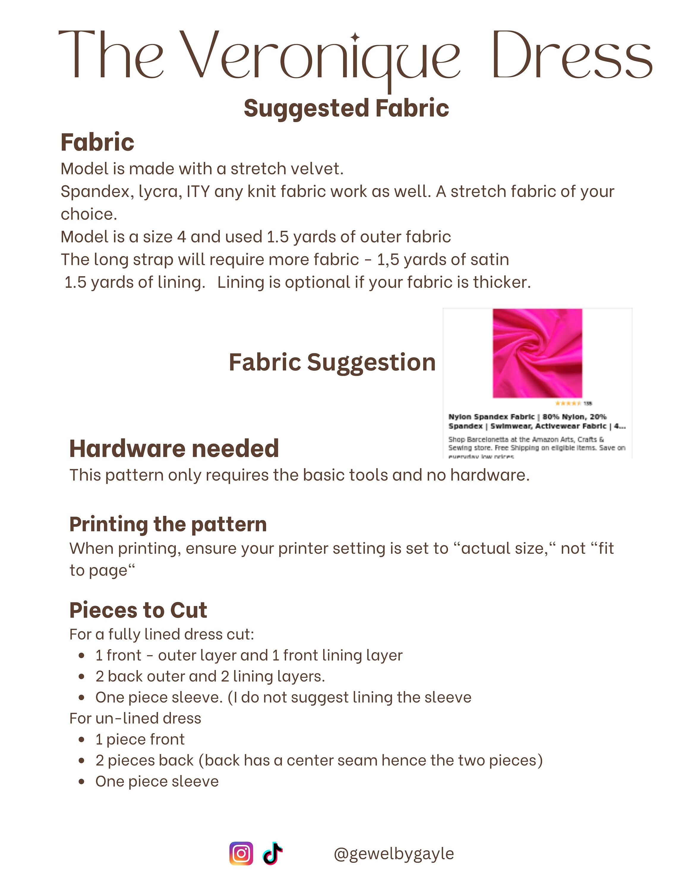 A the Veronique Dress PDF XS XXXL Sewing Pattern, Downloadable - Etsy