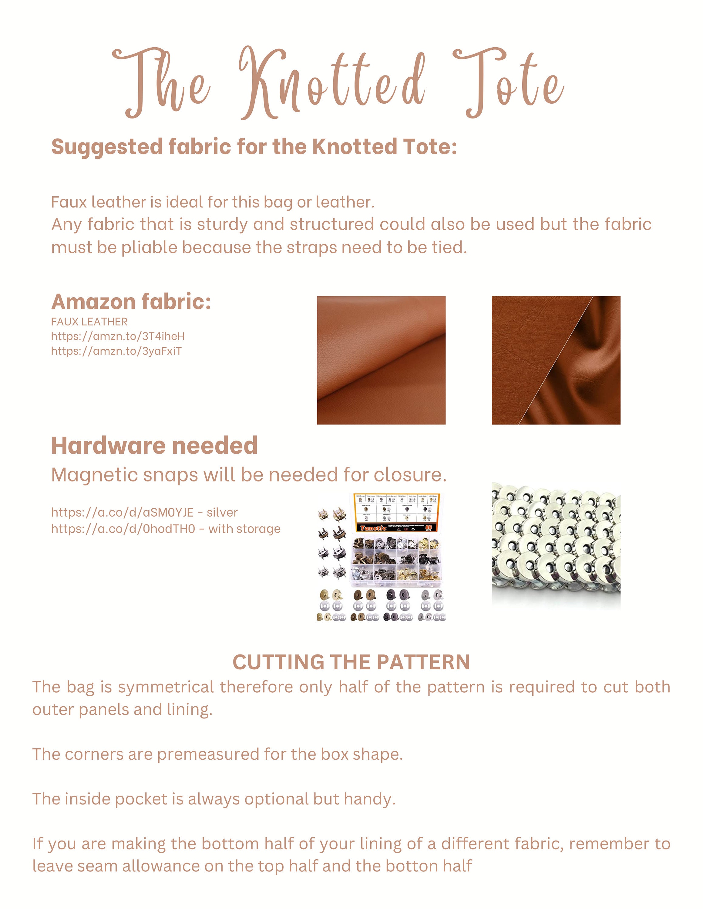The Knotted TOTE - PDF Pattern, Downloadable, Printable Tote Bag ...