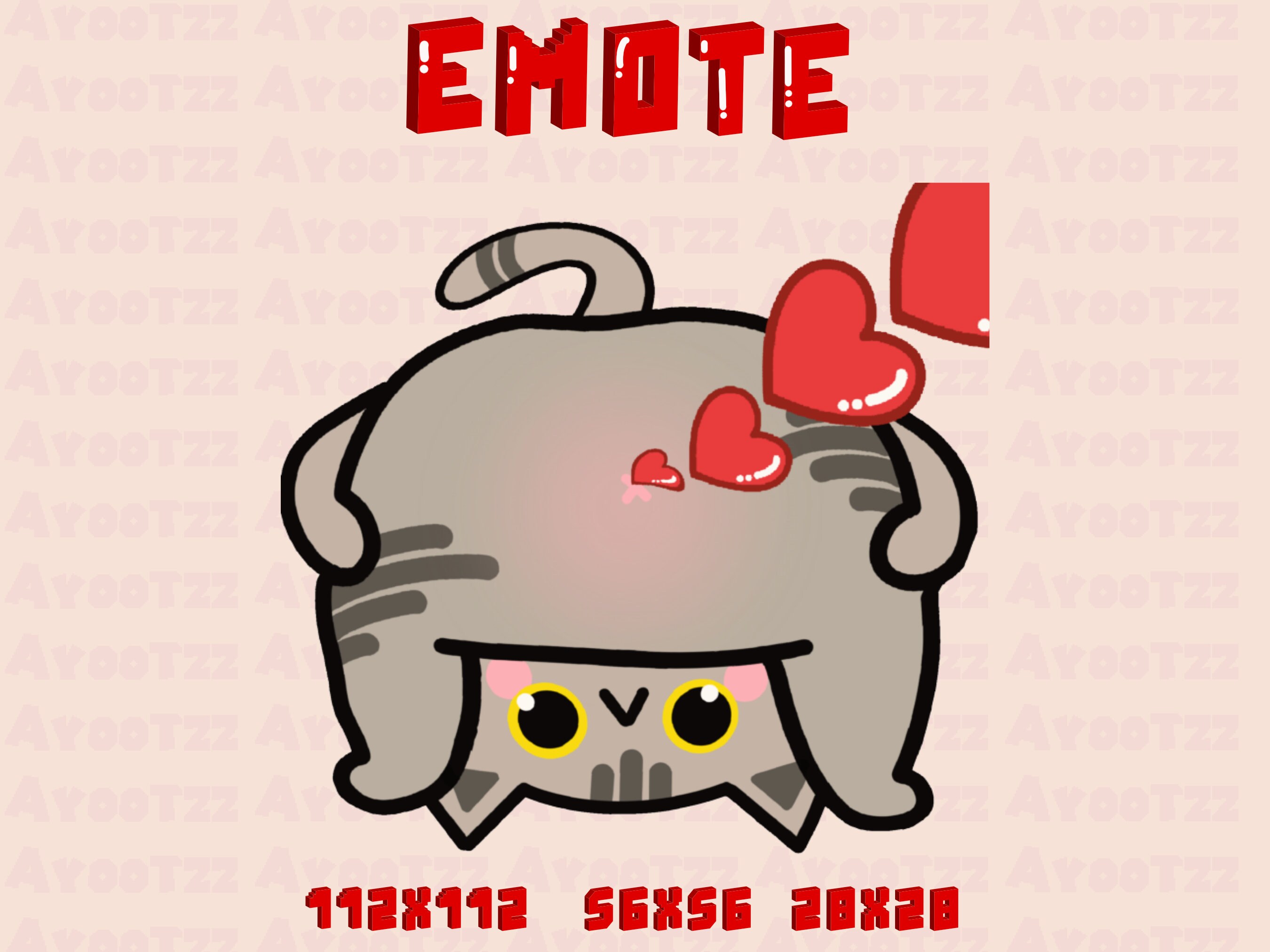 ANIMATED Cat Emote | Hearts | Twitch | Discord | Youtube | Funny Emotes ...