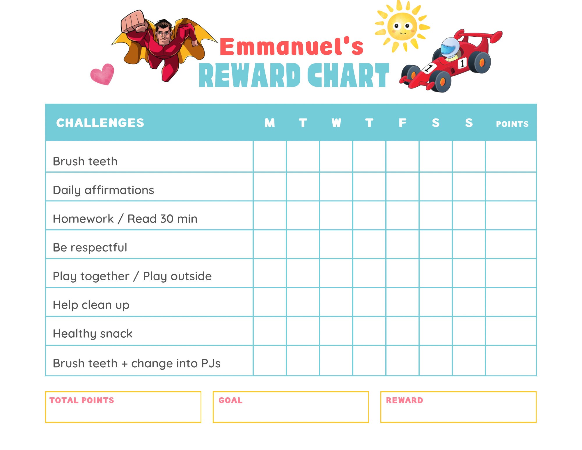 Reward Chart for Young Children - Etsy
