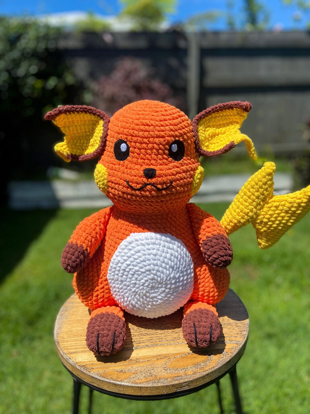 Crochet Jumbo Raichu Pokémon Plush Ready to Ship - Etsy
