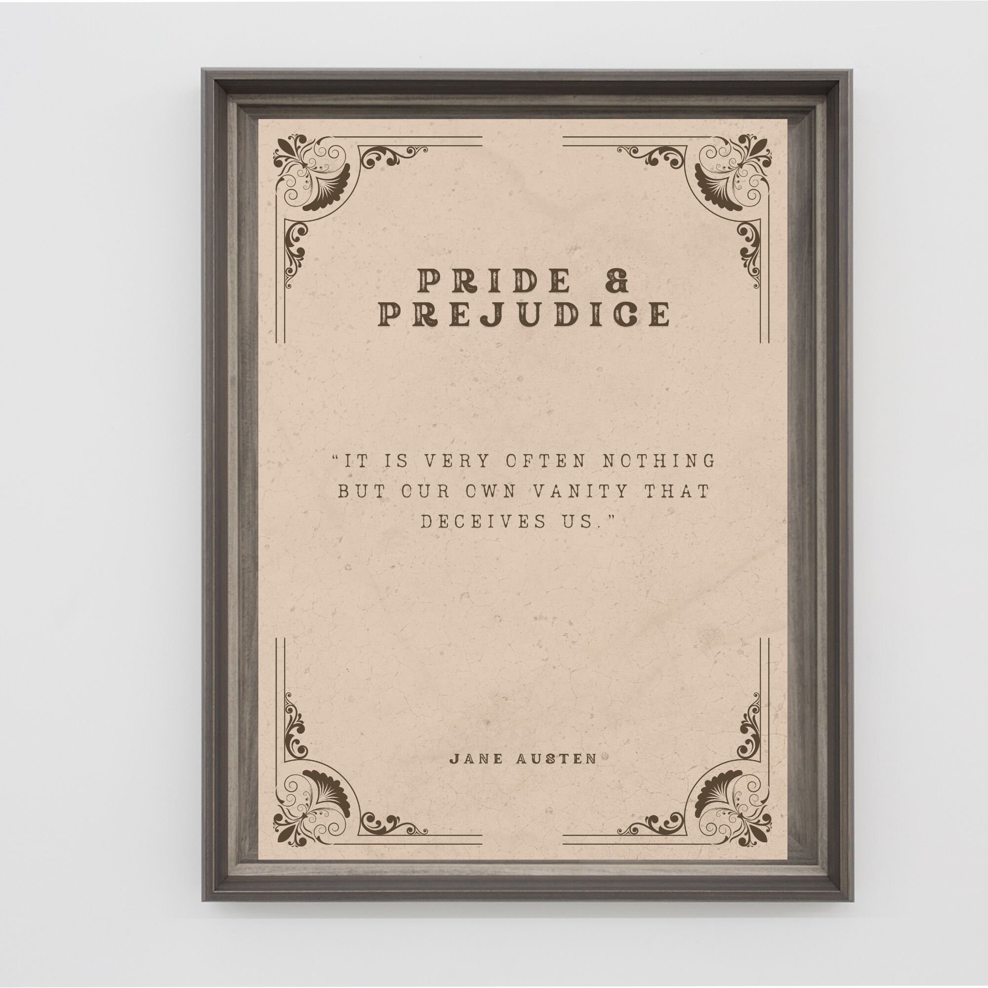 Pride and Prejudice Jane Austen Quotes, Literary Wall Art, Vintage ...