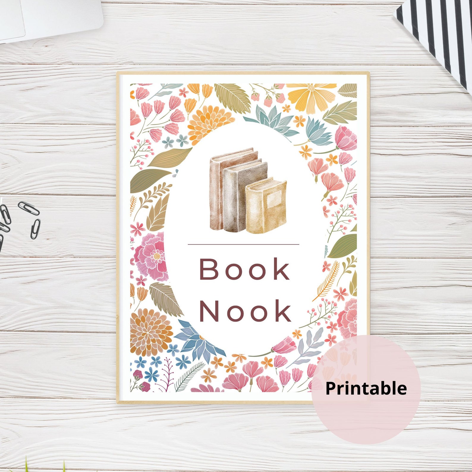 Book Nook Sign Printable, Reading Corner Print, Library Reading Corner ...