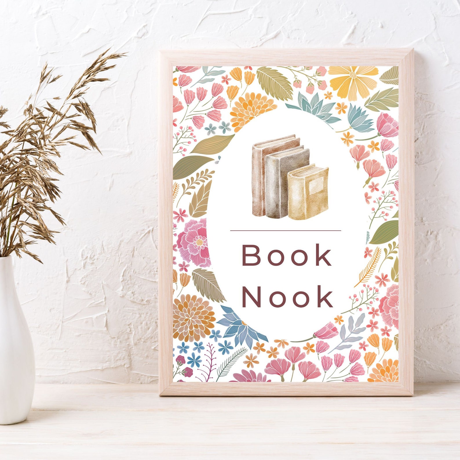Book Nook Sign Printable, Reading Corner Print, Library Reading Corner ...