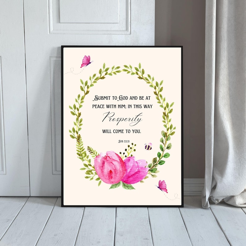 Christian Bible Verse Printable, Job 22 21 Submit to God Scripture Wall ...