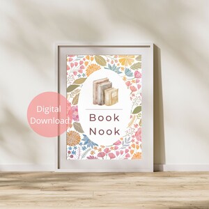 Book Nook Sign Printable, Reading Corner Print, Library Reading Corner ...
