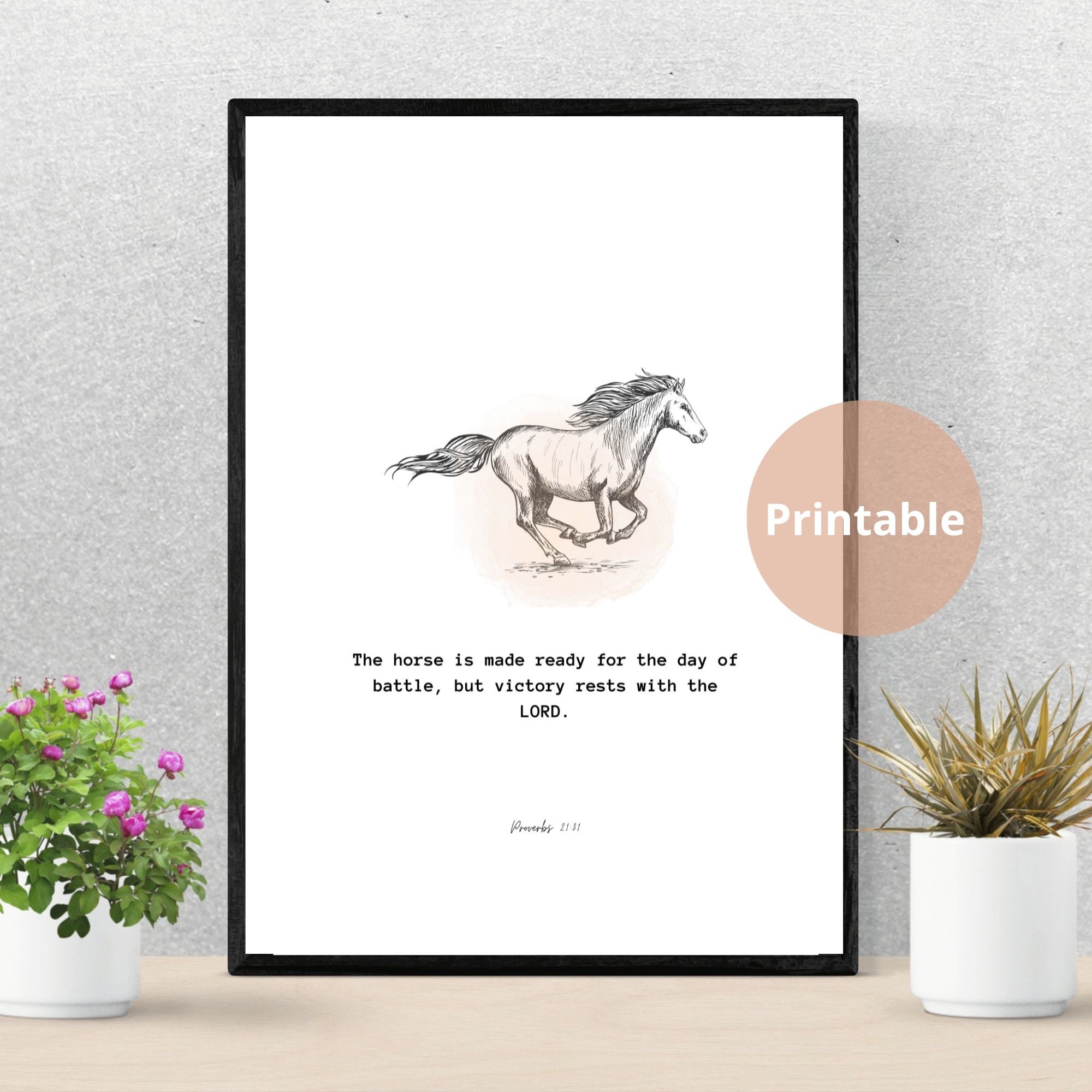 Proverbs 21 31 the Horse is Made Ready for the Day of Battle Wall Art ...