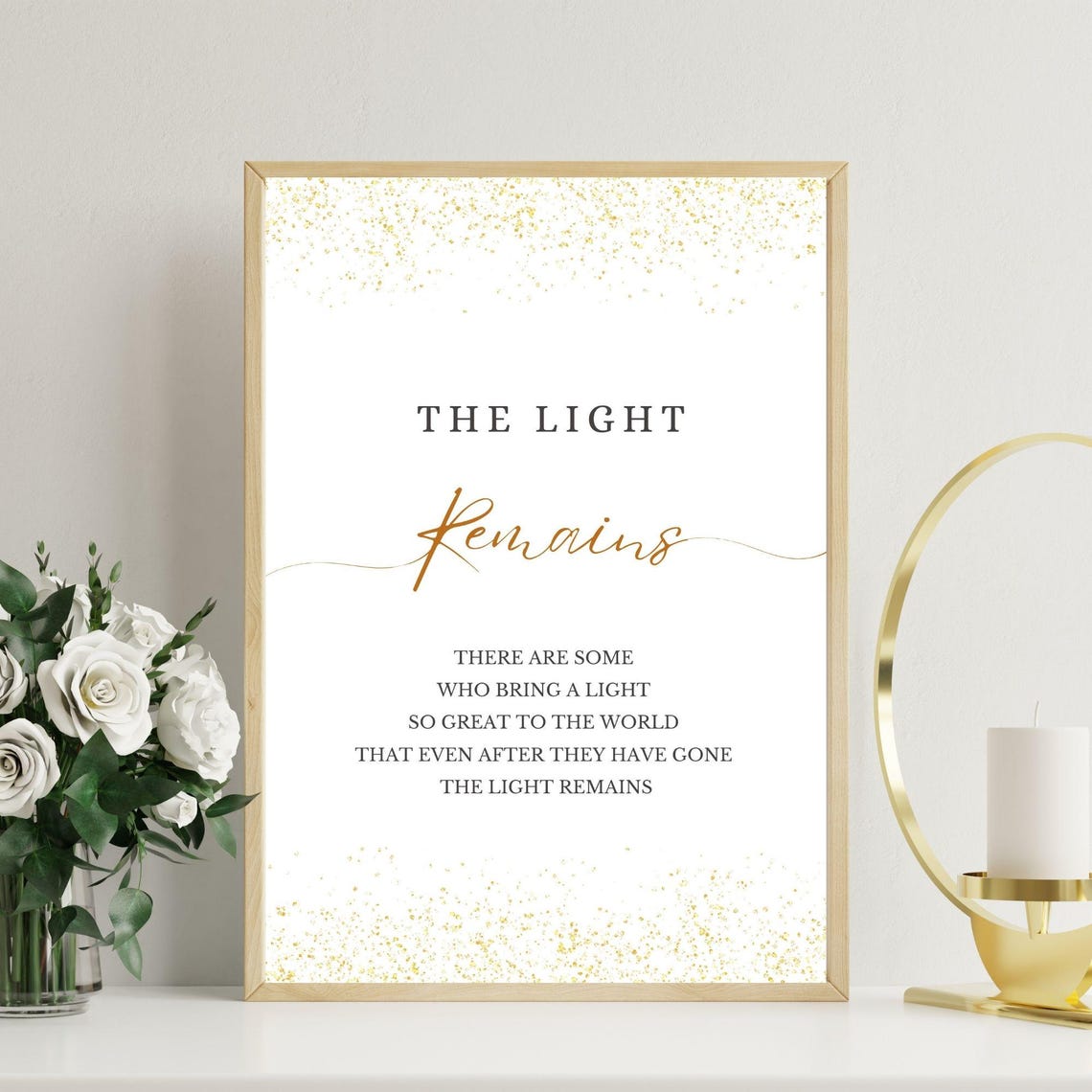 The Light Remains Printable, Funeral Poem, Class Reunion Memorial Table ...