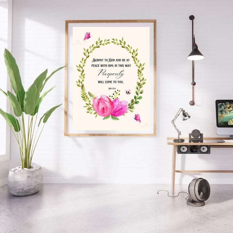 Christian Bible Verse Printable, Job 22 21 Submit to God Scripture Wall ...