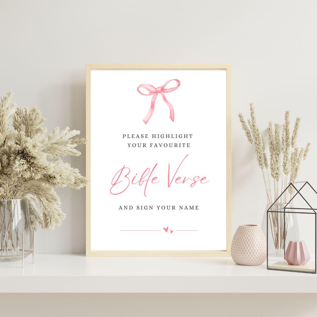 Pink Bow Bible Verse, Please Highlight Your Favorite Bible Verse Sign ...