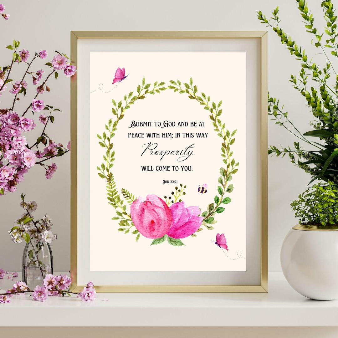 Christian Bible Verse Printable, Job 22 21 Submit to God Scripture Wall ...