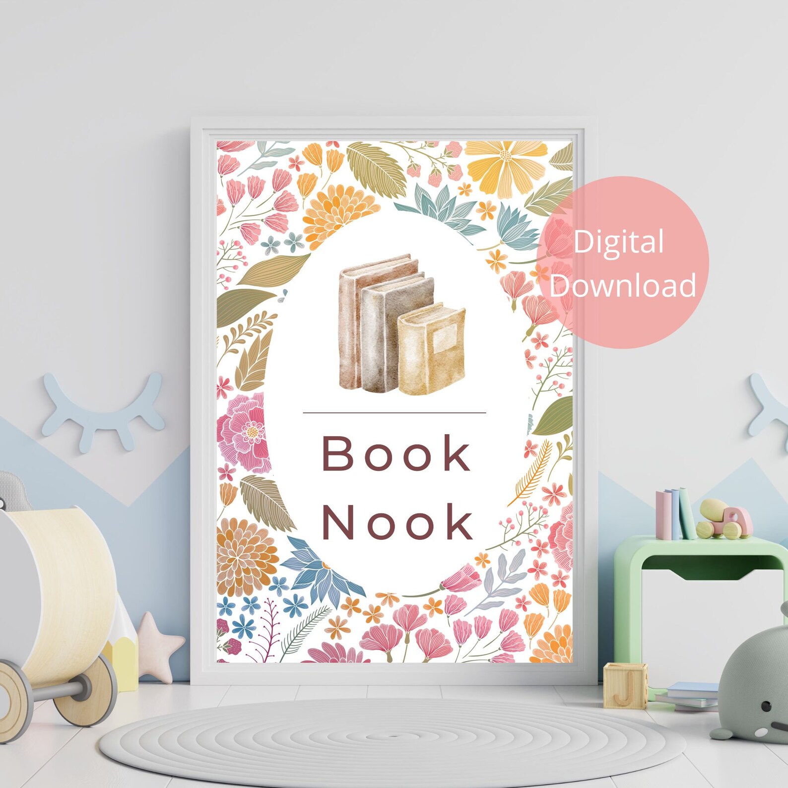 Book Nook Sign Printable, Reading Corner Print, Library Reading Corner ...