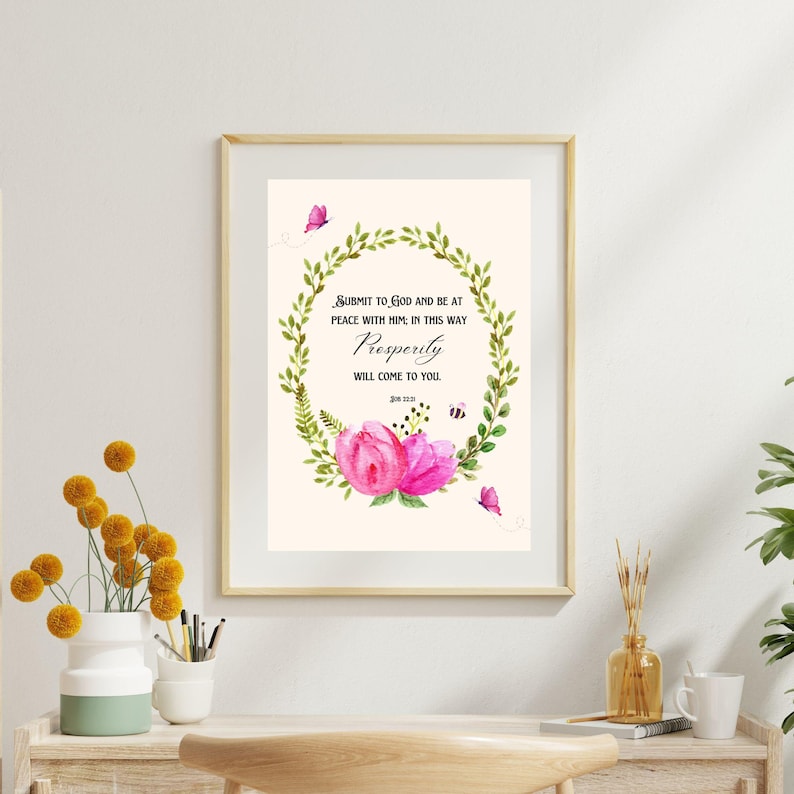 Christian Bible Verse Printable, Job 22 21 Submit to God Scripture Wall ...