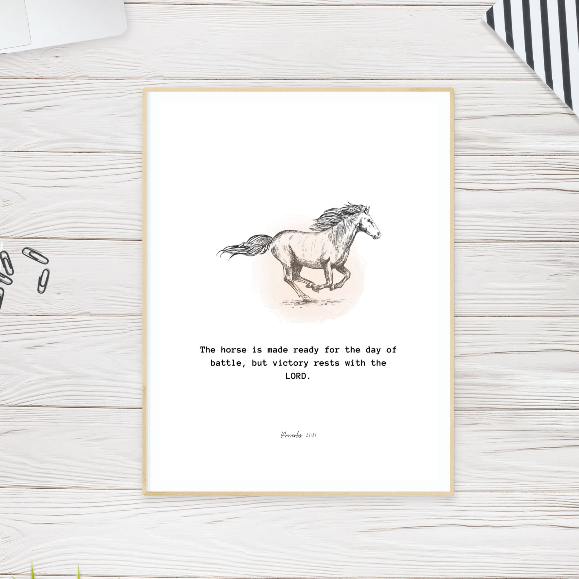 Proverbs 21 31 the Horse is Made Ready for the Day of Battle Wall Art ...
