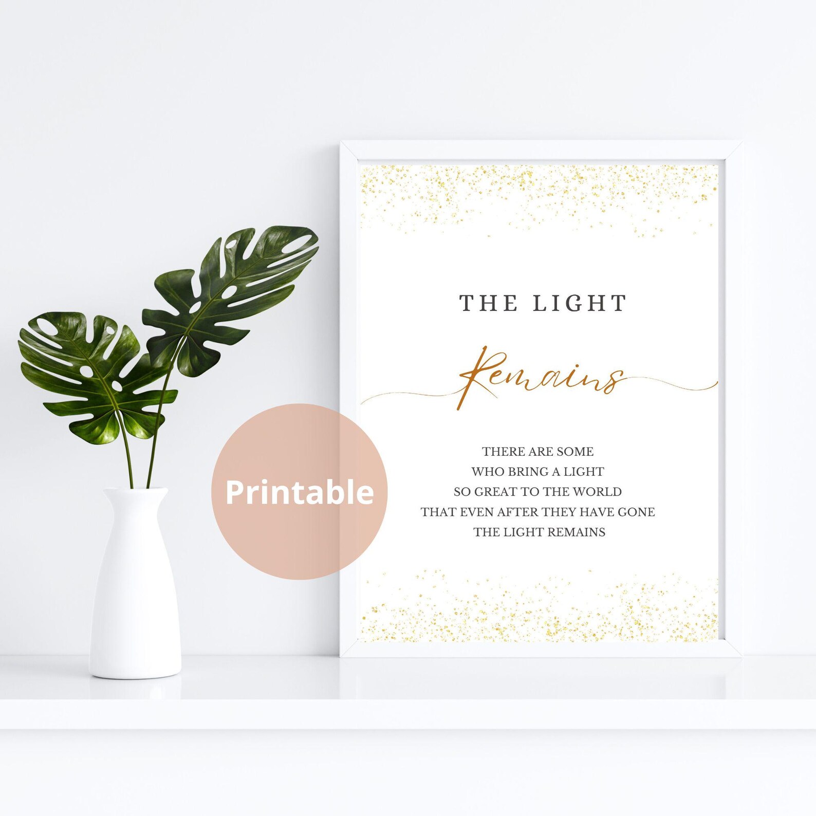 The Light Remains Printable, Funeral Poem, Class Reunion Memorial Table ...