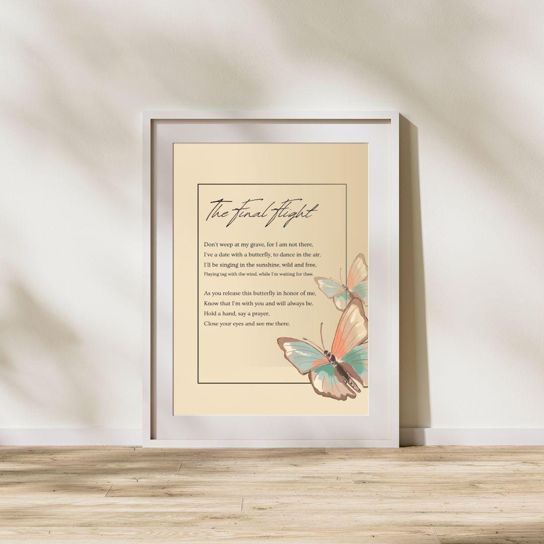 The Final Flight Butterfly Release Funeral Poem, Memorial Tribute ...