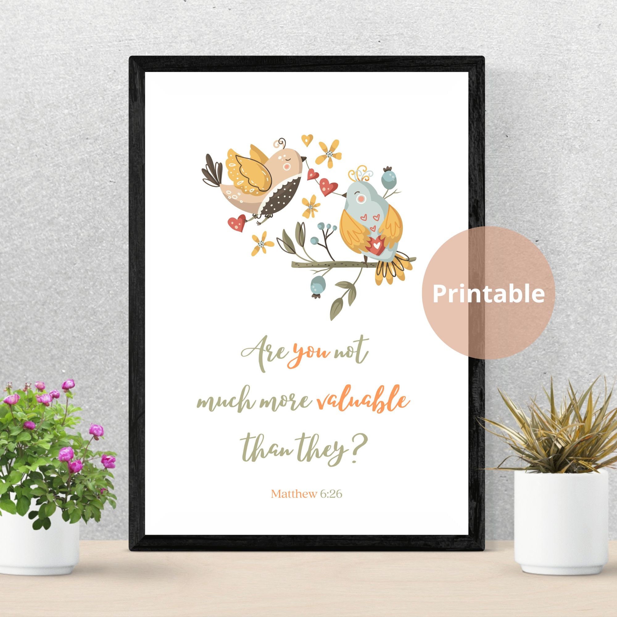 Matthew 6:25-26 Do Not Worry Christian Set of 2 Bible Verse Printable ...