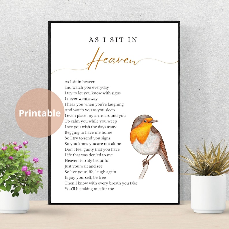 As I Sit in Heaven Printable Sign, Memorial Table Decorations, Wedding ...
