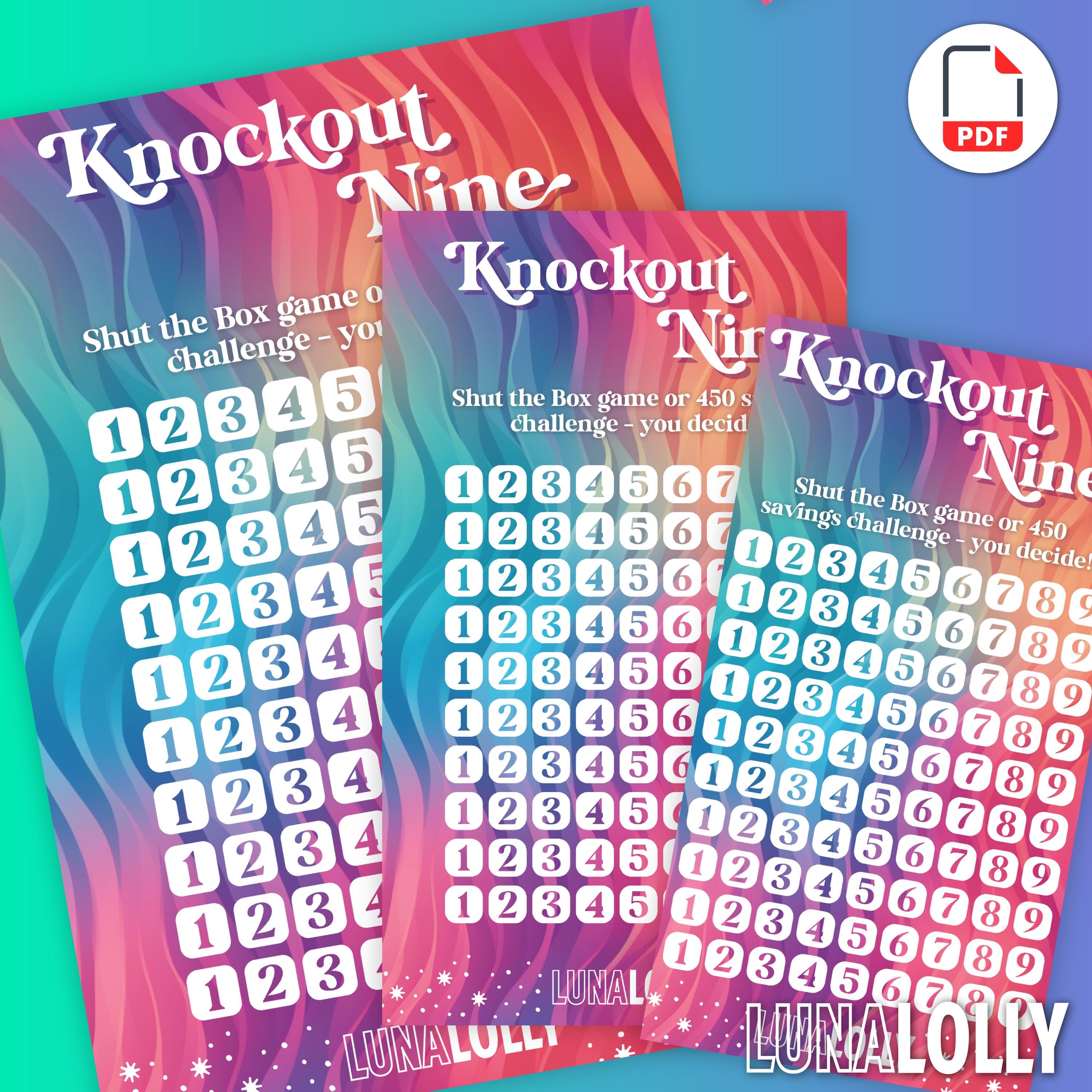 Digital Knockout Nine Savings Challenge Tracker | Shut the Box Game ...