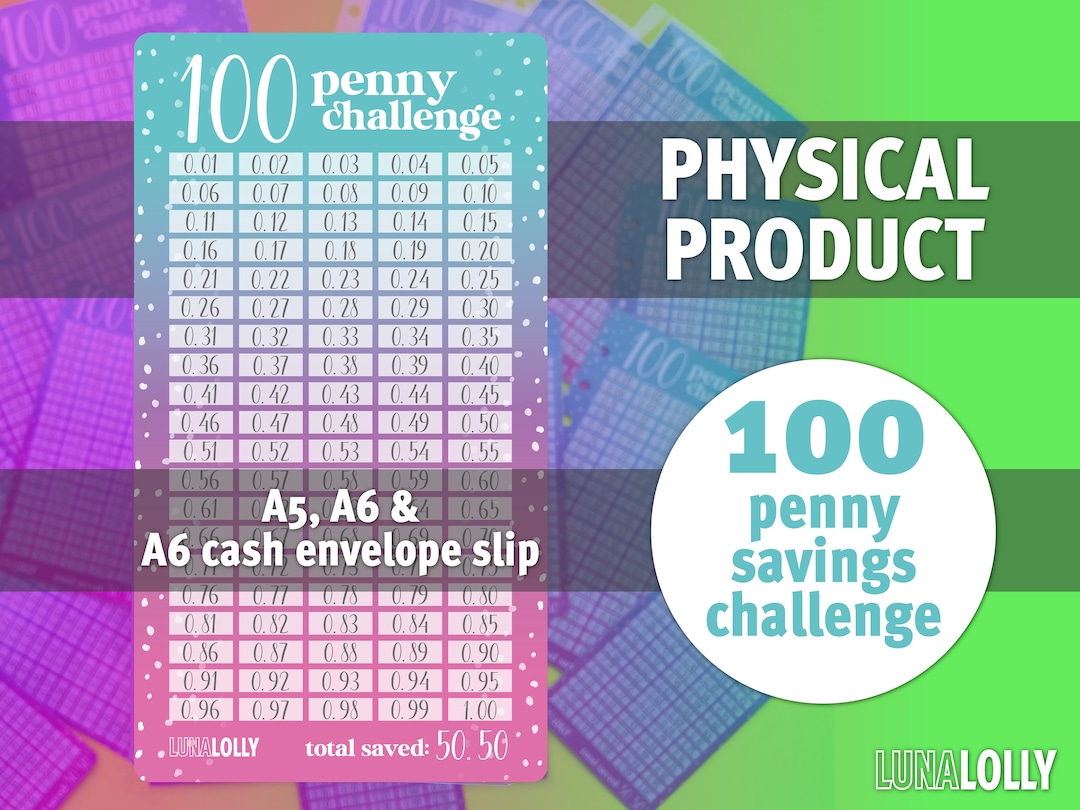 100 Penny Challenge Savings Challenge Tracker Cash Budgeting Physical ...