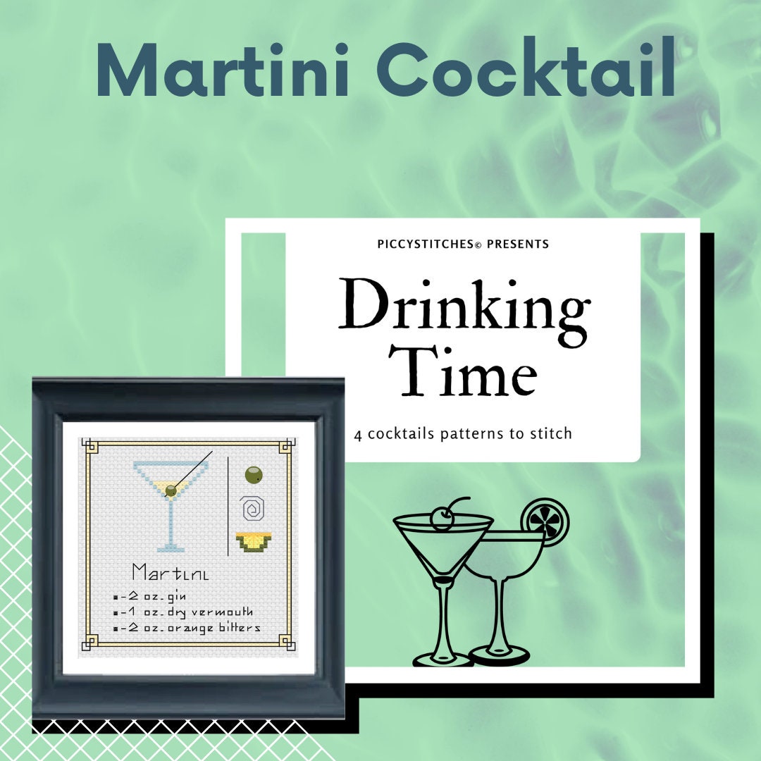 Martini Cocktail Cross Stitch Pattern - Etsy