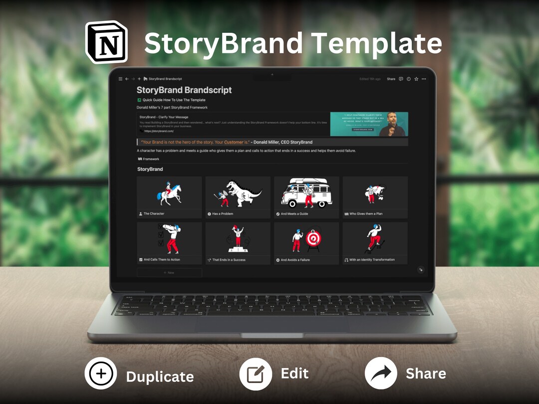 Storybrand Brandscript Framework Notion Template | Brandscript Page Digital Template - Etsy