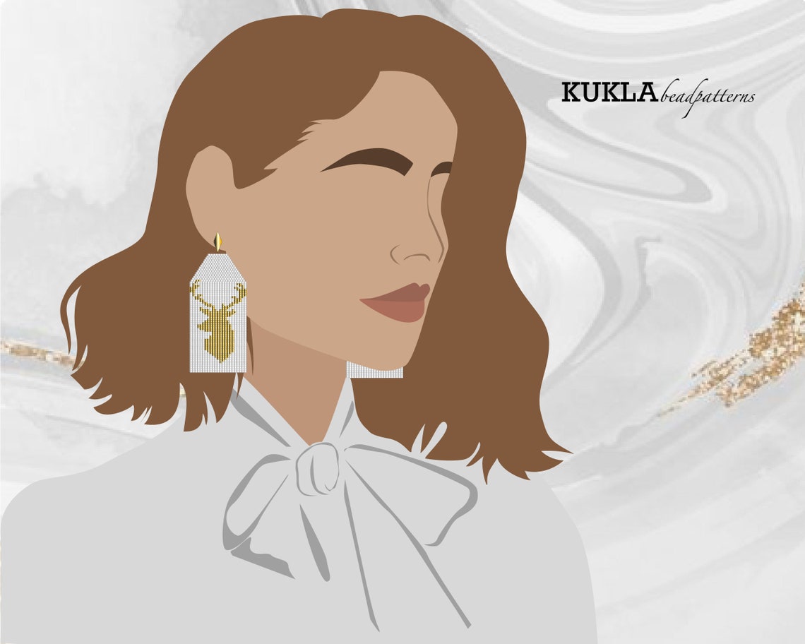 Christmas Deer Beaded Earrings Pattern Set: Brick Stitch, Fringe (PDF ...