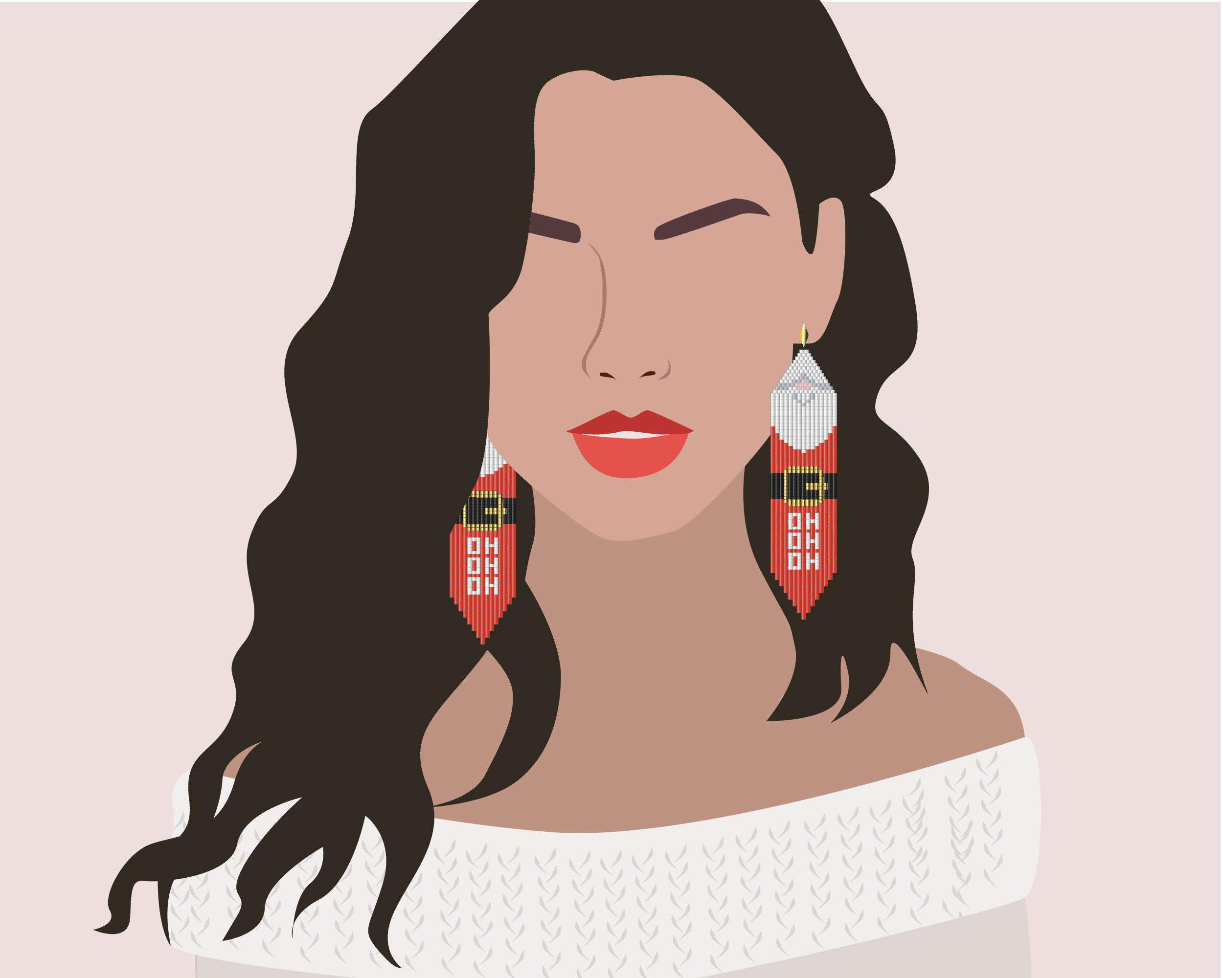 Santa Beaded Earrings Pattern: Christmas Fringe Earrings (PDF) - Etsy