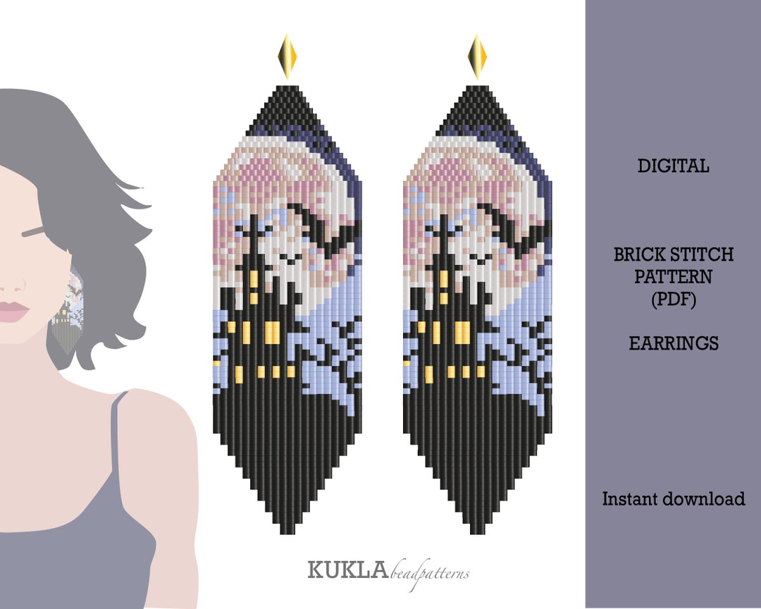 Happy Halloween Earrings Patterns Brick Stitch + Fringe Earrings ...