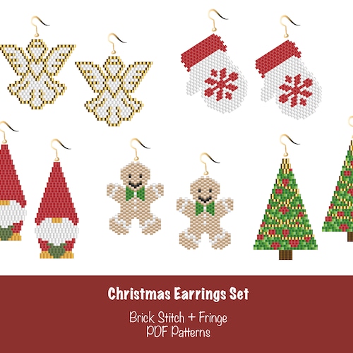 Christmas Tree Cookies Earrings Pattern Beaded Winter - Etsy
