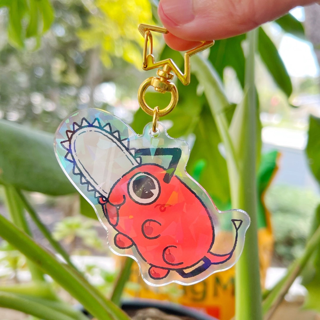Smol Chainsaw Puppy Keychain Cute Charm Large Keychain Acrylic Keychain ...