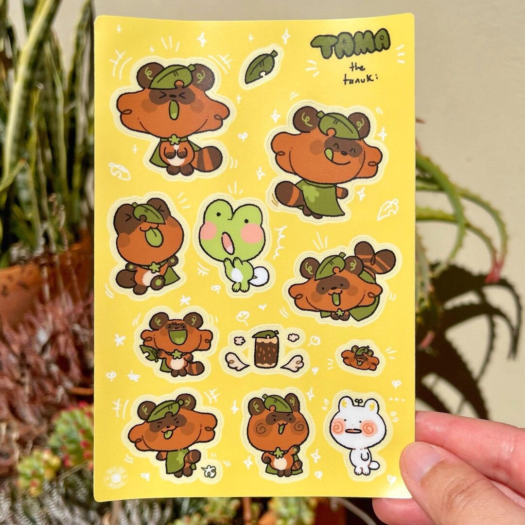 Tama the Tanuki Sticker Sheet | Premium Vinyl Sticker | Sticker Sheet ...