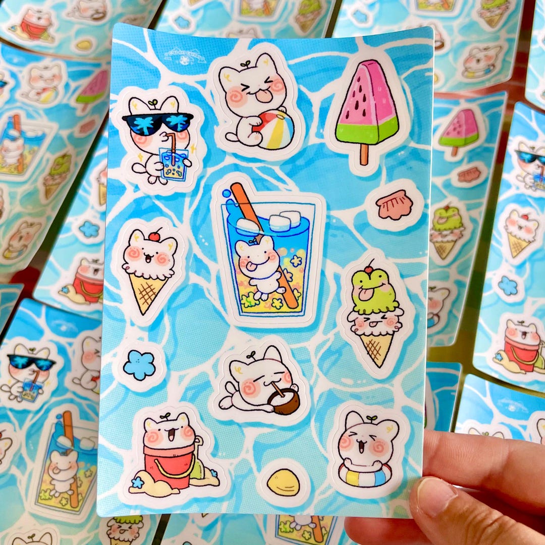 Summery Fun Sticker Sheet | Premium Vinyl Sticker | Sticker Sheet ...