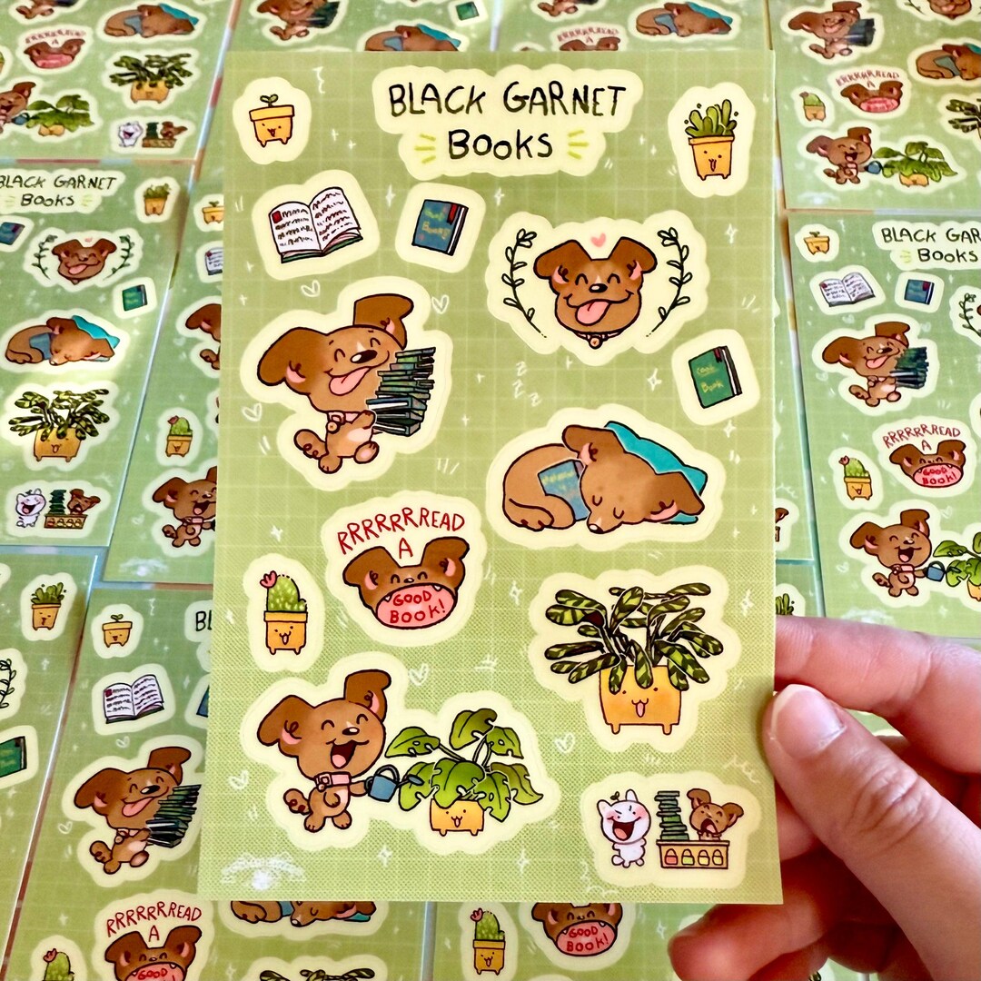 Puppy Dog Bookstore Sticker Sheet | Premium Vinyl Sticker | Sticker ...