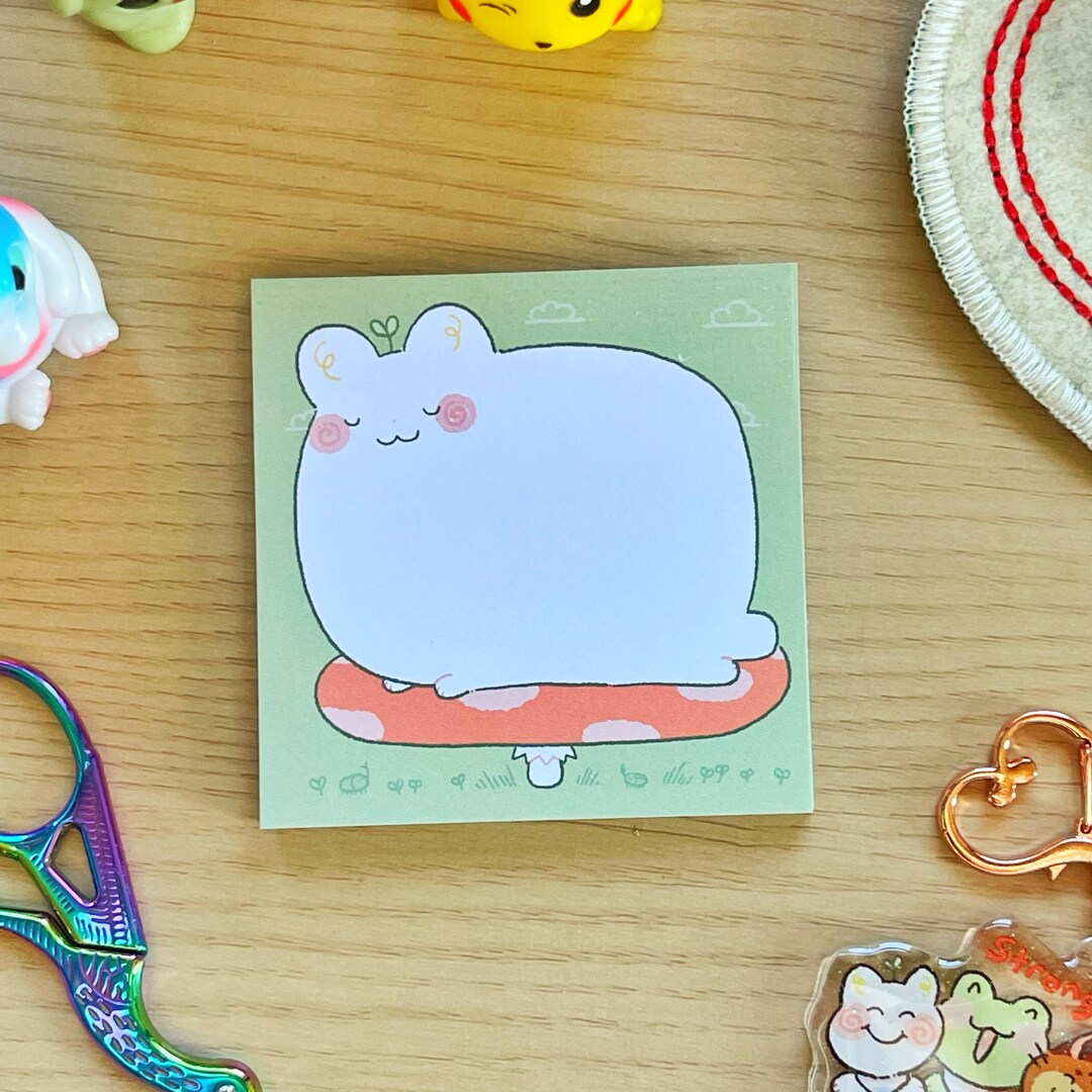 Kitty Mushroom Sticky Notes Funny & Cute Sticky Note Memo Pad ...
