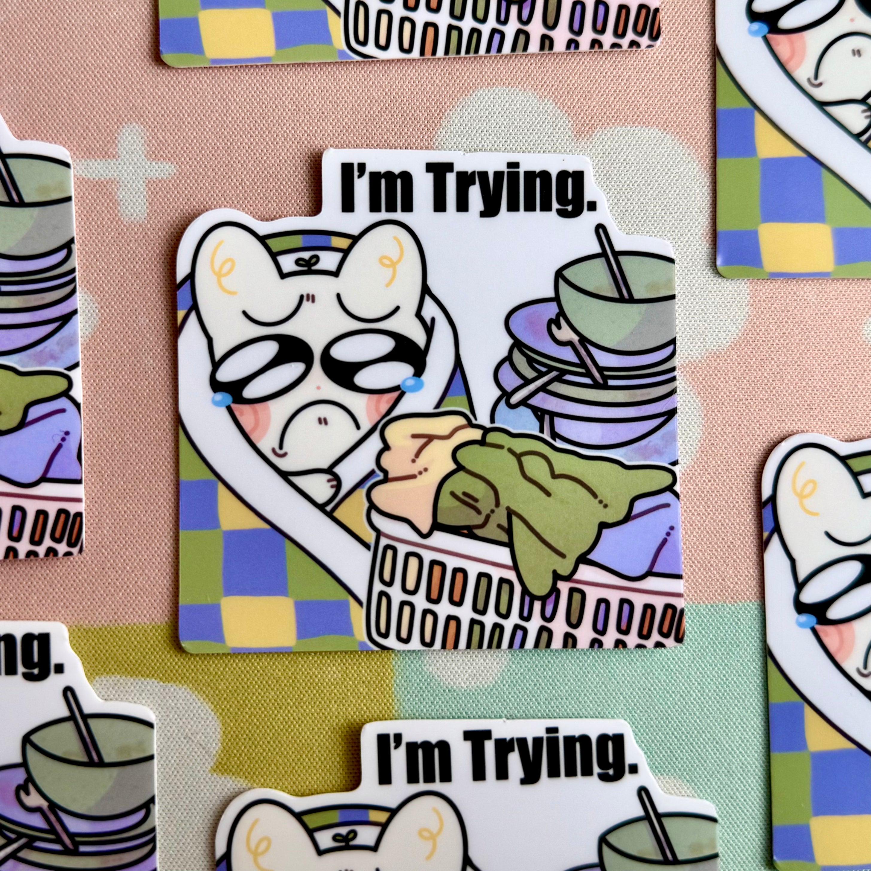 I’m Trying Sticker | Vinyl Stickers | Sticker Sheet, Bullet Journal ...